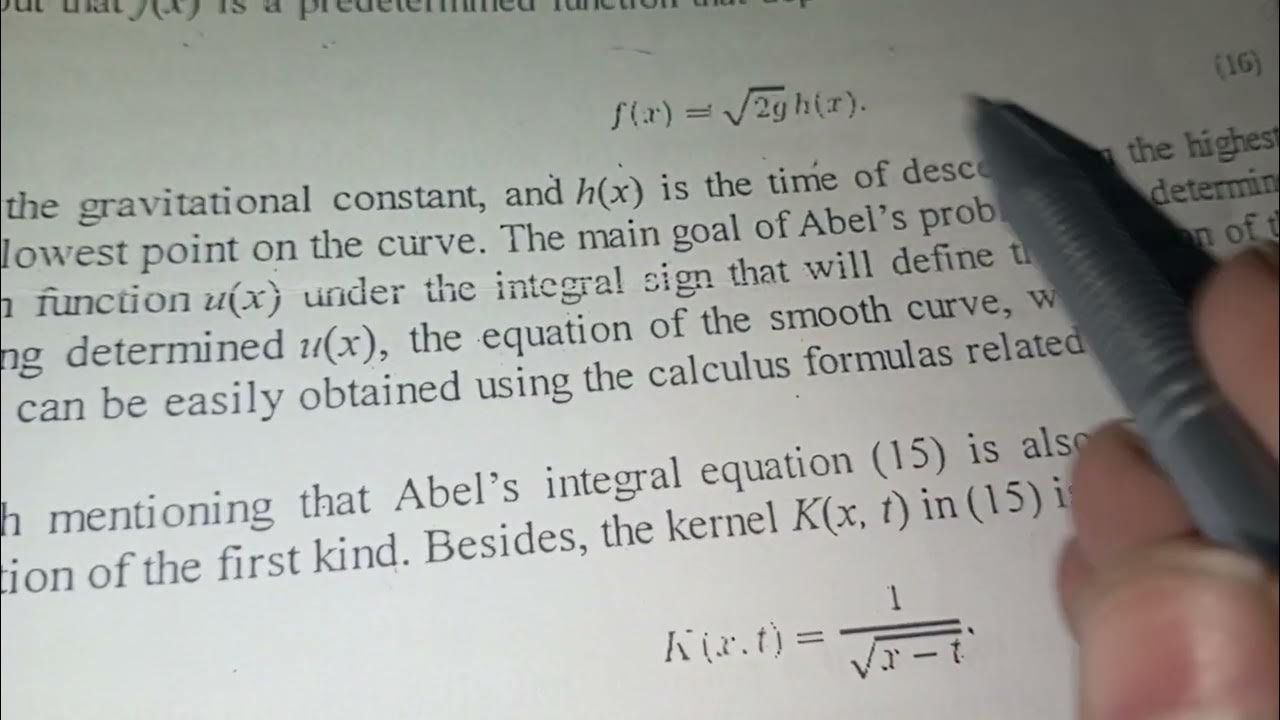 lecture no 18 integral equation topic:deviation of Abel's problems - YouTube