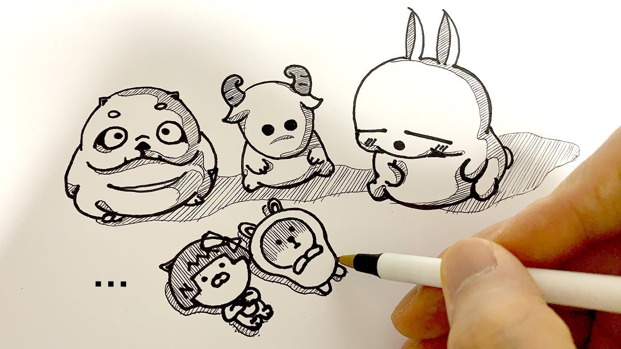 Drawing Mashimaro, Neo, Muzi ( kakaofriends) 카카오프렌즈, 마시마로 그리기 - YouTube