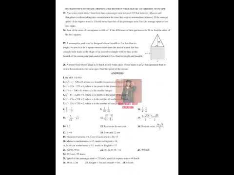 CBSE Class 10th 2023 : Maths Most Repeated Concept & Question with Solution(QUADRATIC EQUATIONS ...