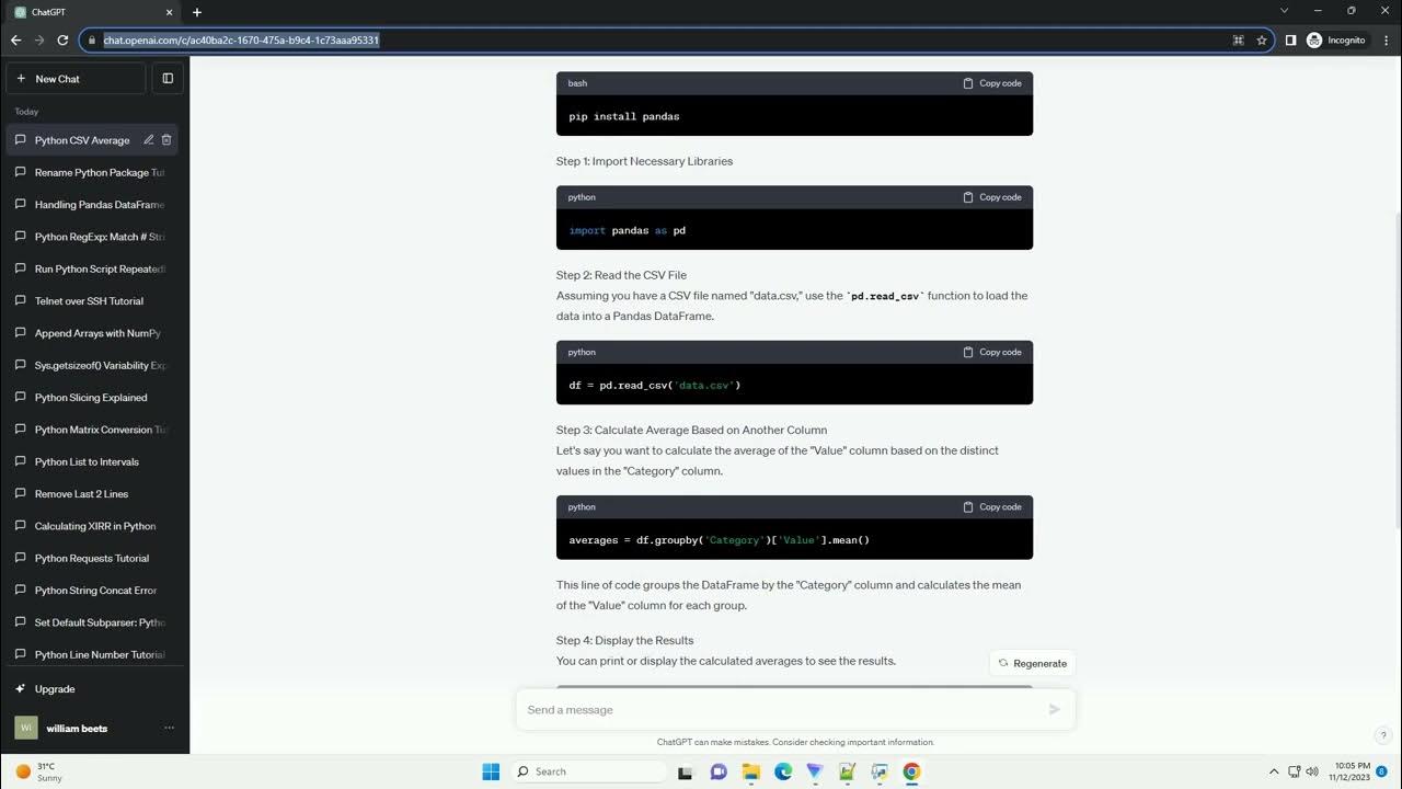 Python Average values in a CSV file based on value of another column - YouTube