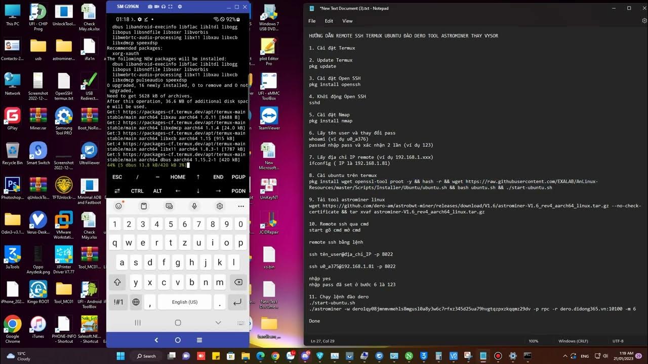 Hướng dẫn remote SSH đến Termux qua địa chỉ IP để đào Dero Coin trên Android 2023 - Windows ...