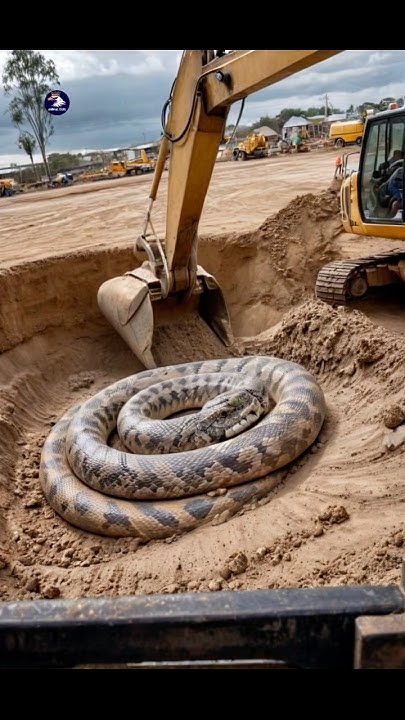 Excavator Strikes Giant Python #wildlife #snake#python #PythonEncounter ...