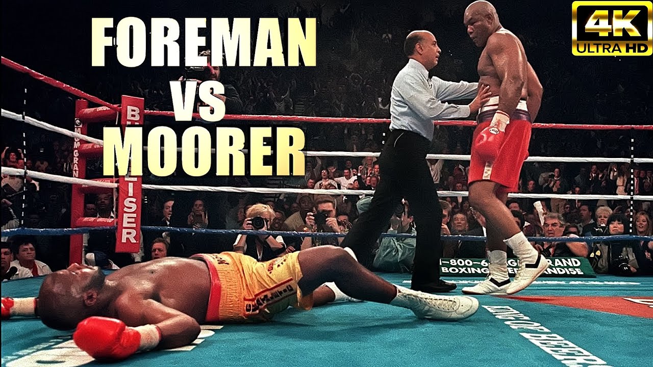 George Foreman vs Michael Moorer | BRUTAL KNOCKOUT Boxing Fight | 4K ...