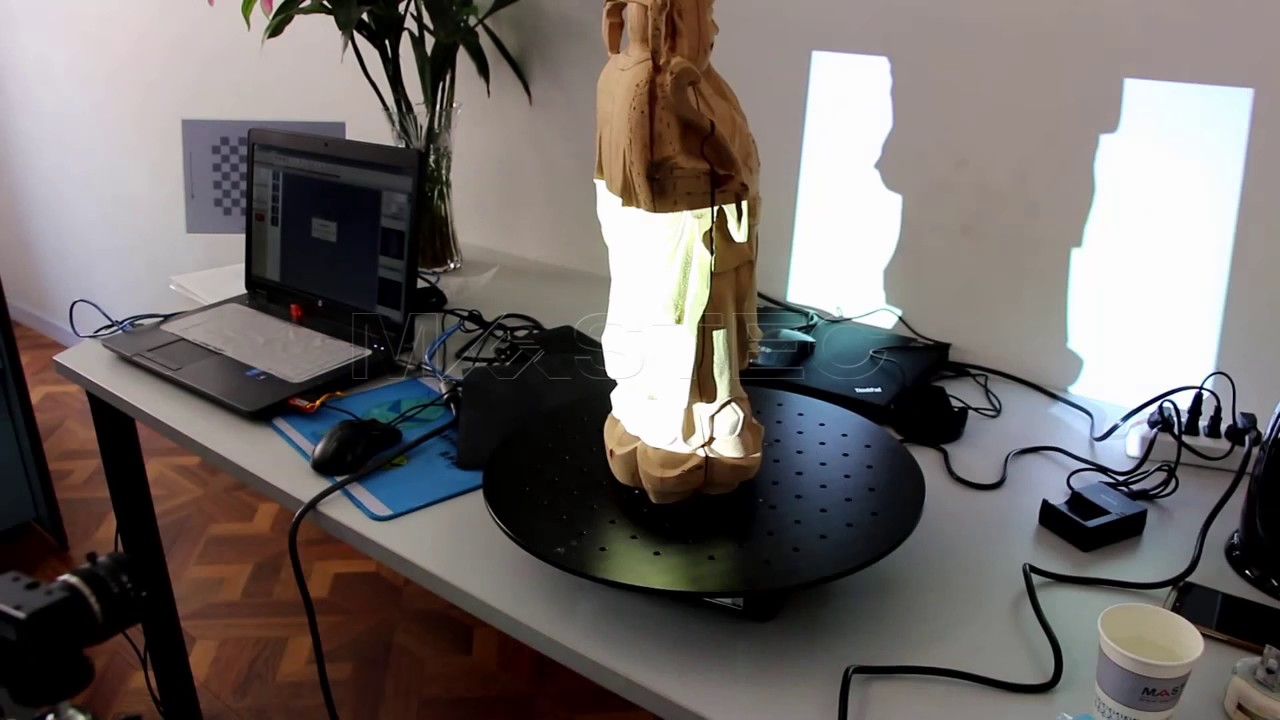 Canadian Project--White Light 3d scanner 3D Wood Statue Scanning - YouTube