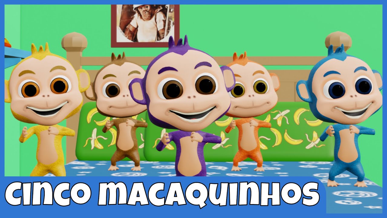 5 Macaquinhos pulando na cama (música e vídeo animado) - YouTube