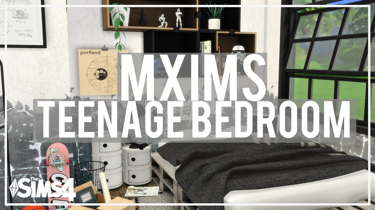 The Sims 4: Room Build | MXIMS TEENAGE BEDROOM | + CC Links. - YouTube