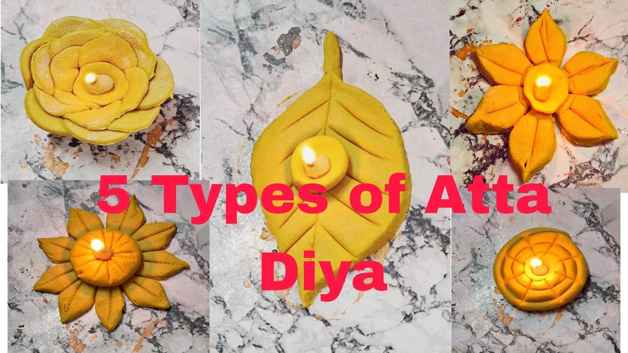 Diy 5 different types of atta diya| Atta diya for any occasion - YouTube