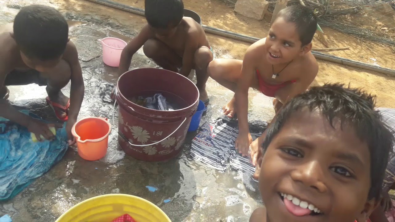 Hostel children washing their clothes - YouTube