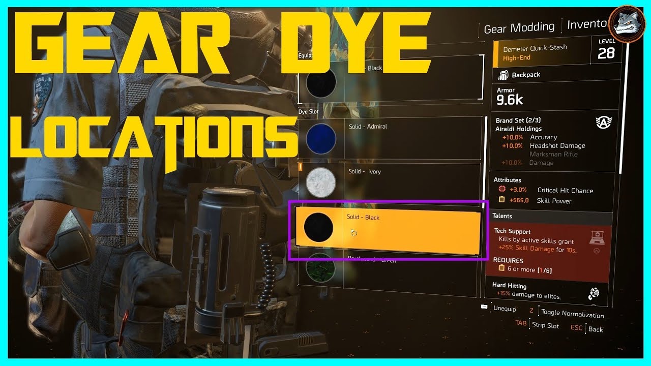 The Division 2 | Gear Dye Guide plus 4 locations - YouTube