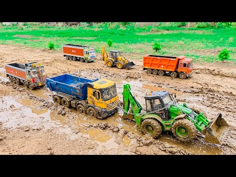 Tata dumper truck 2518 stuck Deep mud | jcb tractor video | jcb cartoon | tractor gadi