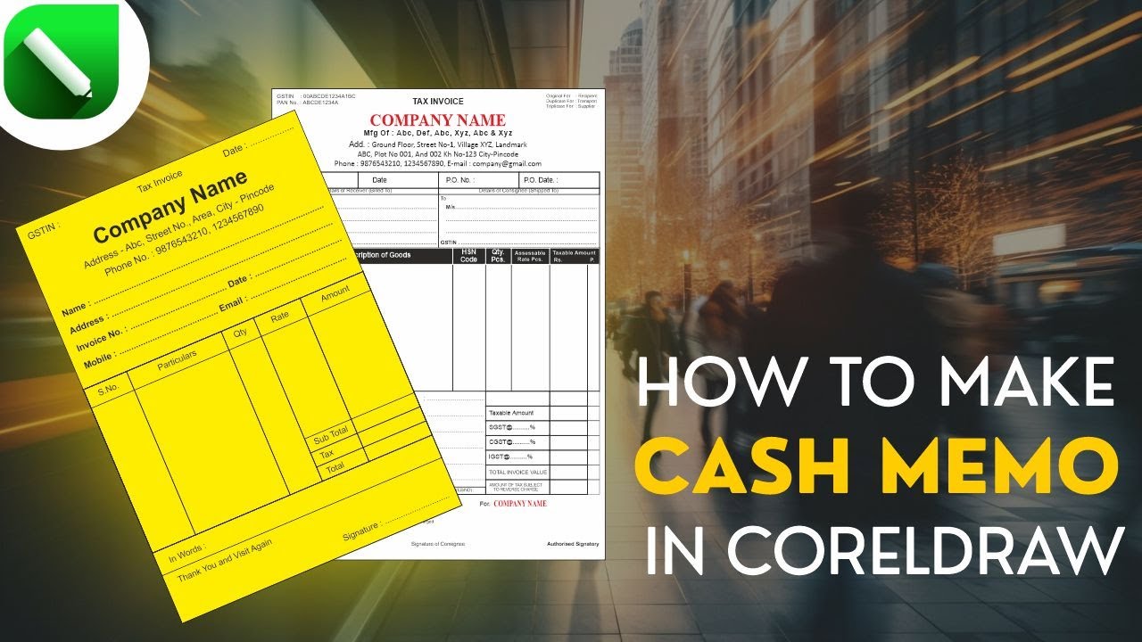 How to Make Cash Memo in CorelDraw | Cash Memo/Bill Book Design ...
