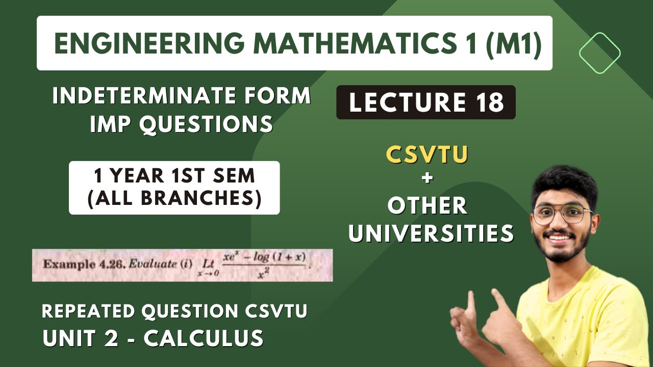 Indeterminate Form || Important Questions || Engineering Mathematics (M ...