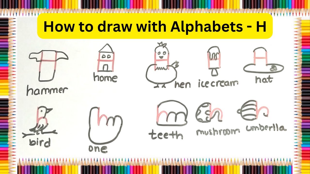 How to draw with Alphabets - H, Drawing with Alphabets, Alphabets ...
