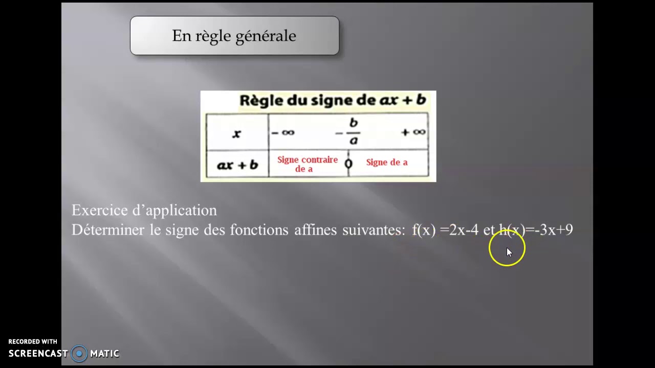 Variation et signes d'une fonction affine - YouTube