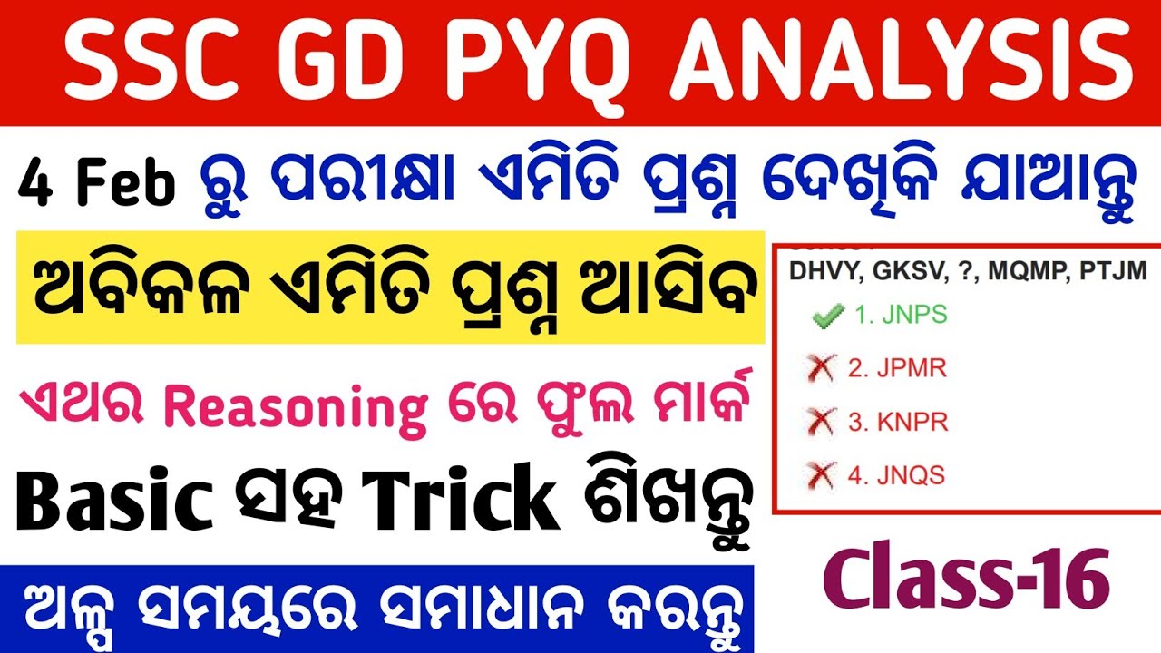 SSC GD PYQ ANALYSIS | SSC GD Exam 2025 | SSC GD Reasoning | Reasoning ...