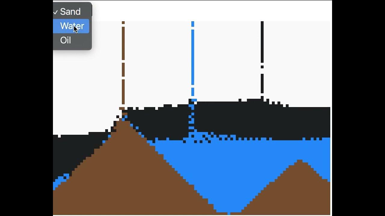 Simulating sand, water and oil particles in P5JS - YouTube