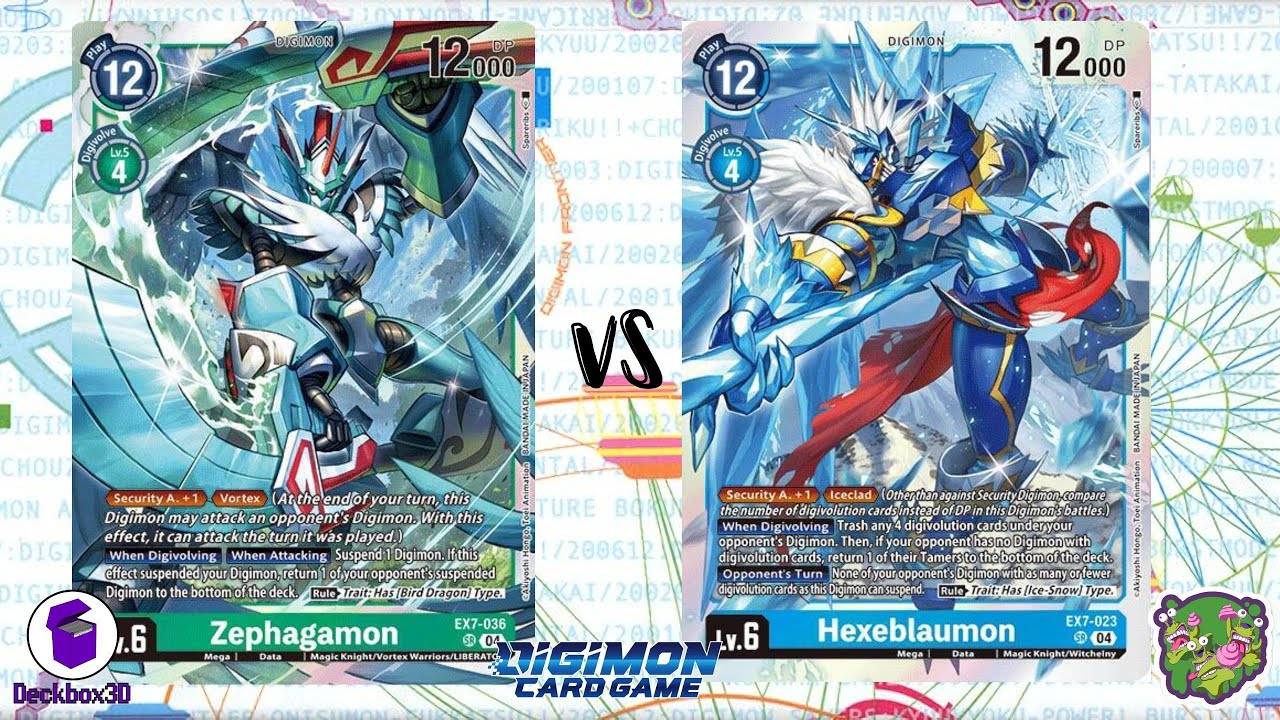 DIGIMON TCG: Zephagamon (Green) vs Hexeblaumon (Blue) - YouTube