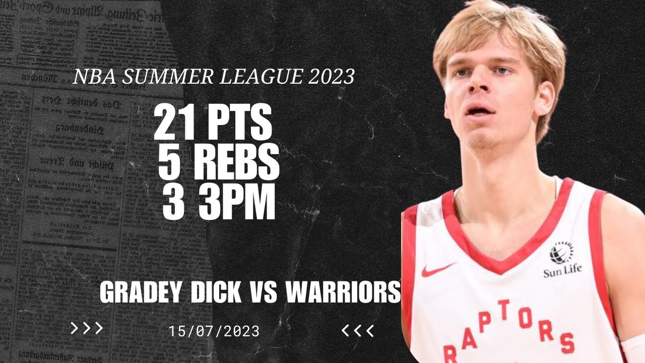 Gradey Dick 21 pts 5 rebs 3 3pm vs Warriors NBA Summer League - YouTube