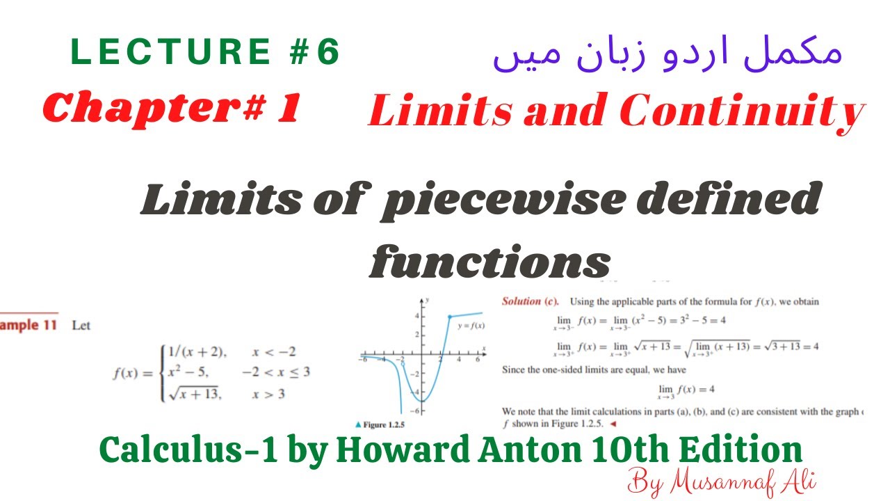 CH #1|Limits and Continuity||By Howard Anton| Limits of piecewise ...