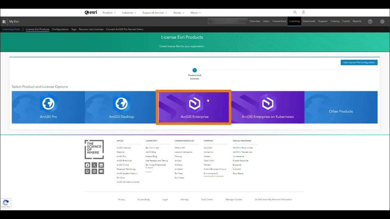 My Esri: How to create ArcGIS GIS Server License - YouTube