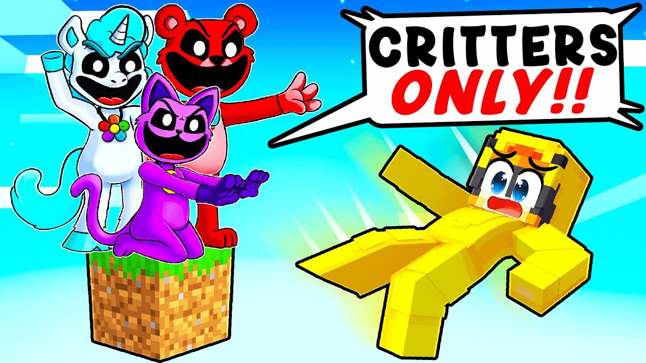 STUCK On A SMILING CRITTERS ONLY One Block In Minecraft! - YouTube