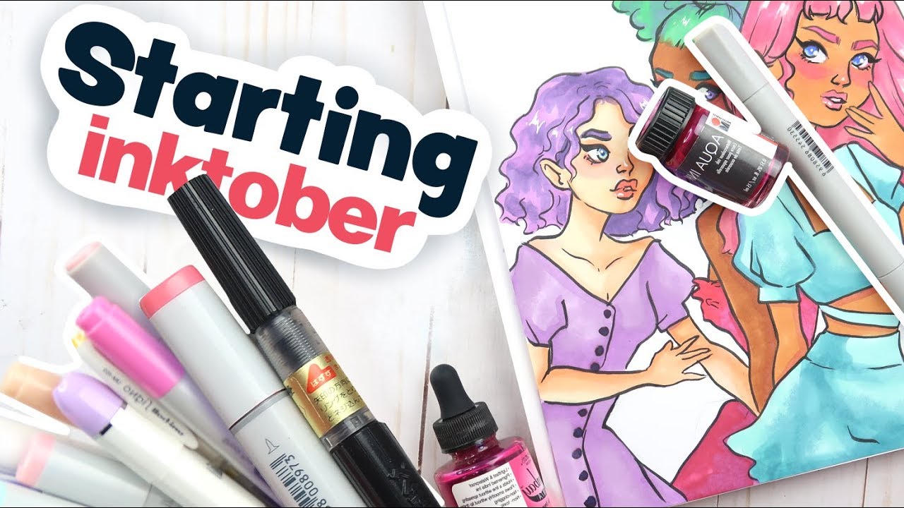 STARTING INKTOBER 2019- Inktober Day 1 ALCOHOL Markers India Ink and ...
