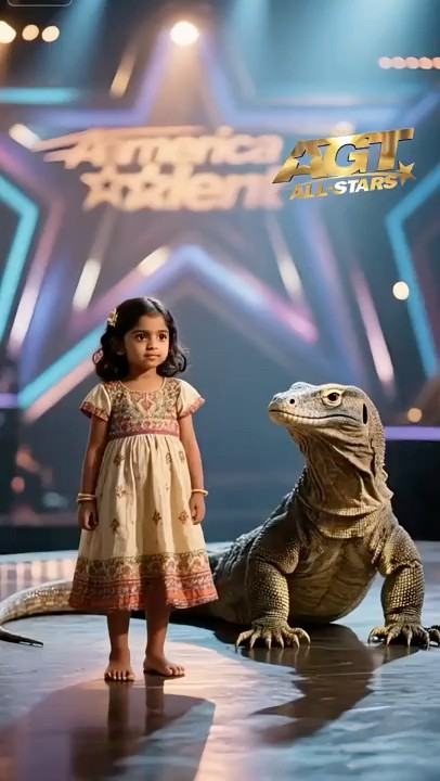 Adorable Indian girl and her monitor lizard thrill judges #dance #magic #show #shorts #cute # ...
