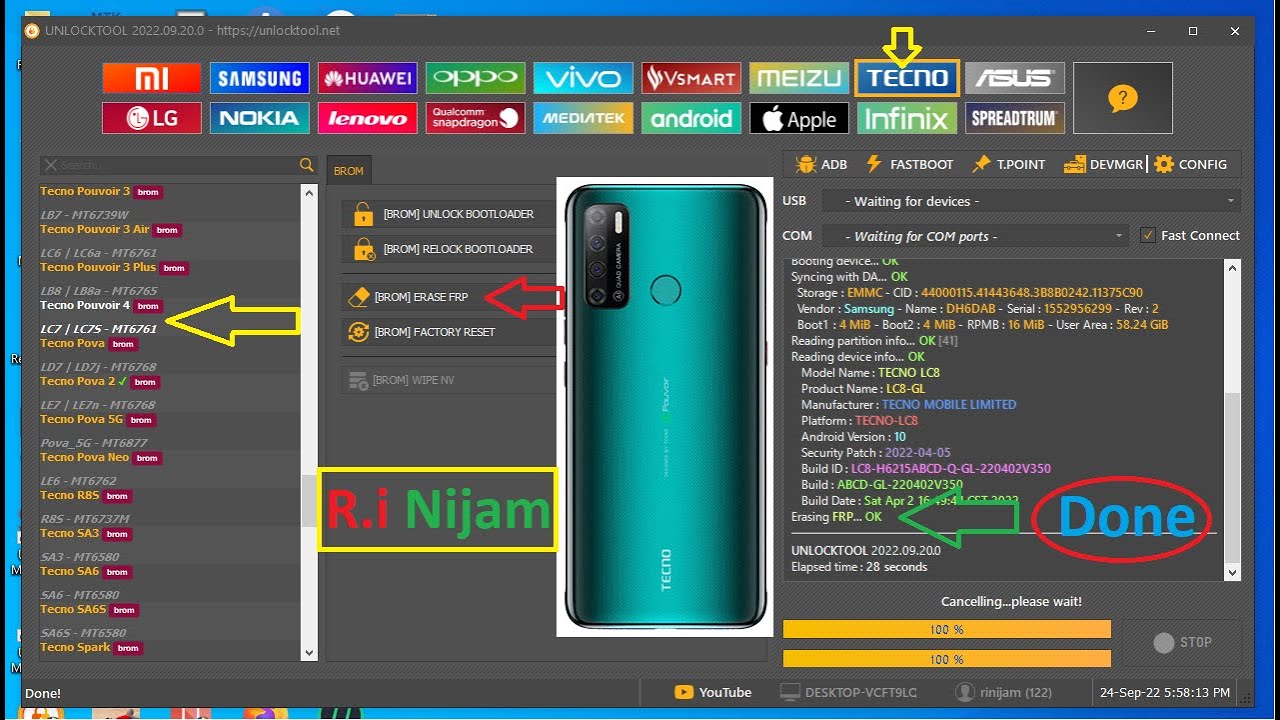 Tecno Pouvoir 4 Frp Remove by Unlock Tool - R.i Nijam - YouTube