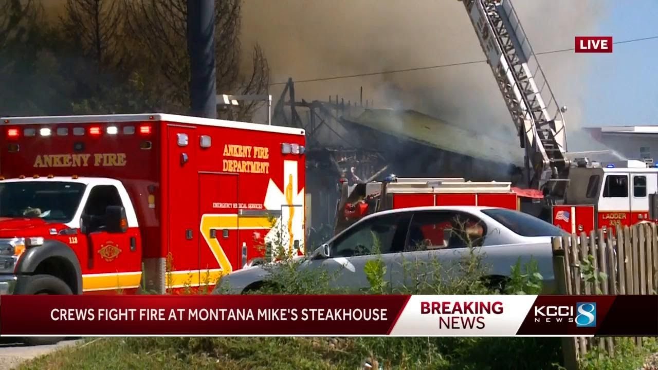 Crews fight fire at Montana Mike's Steakhouse - YouTube
