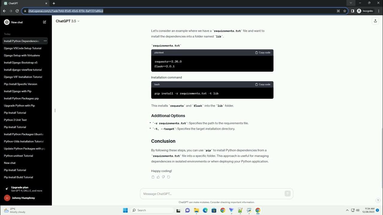 pip install requirements txt to specific folder - YouTube