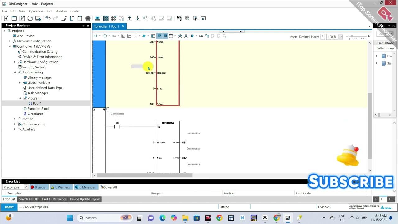DELTA PLC DIADESIGNER [ ABSOLUTE ADDRESSING OUTPUT OF PU MODULE ] PROGRAMMING - YouTube