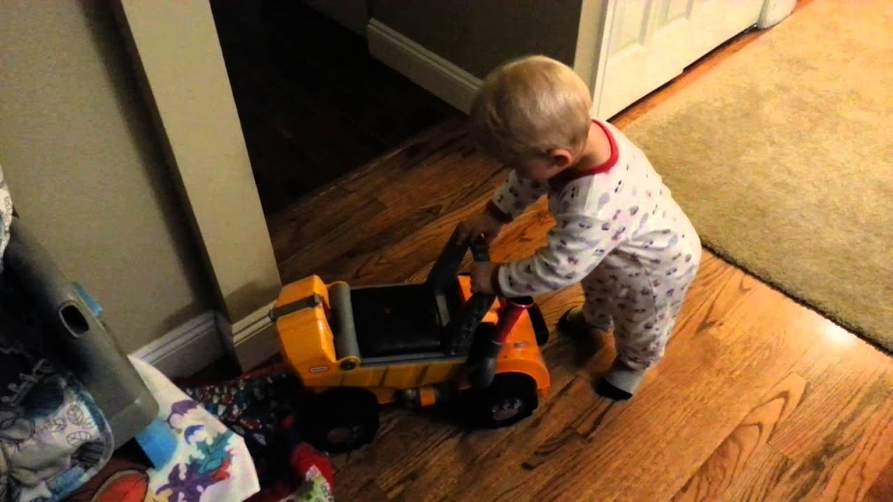 Dog takes a dump truck toy - YouTube