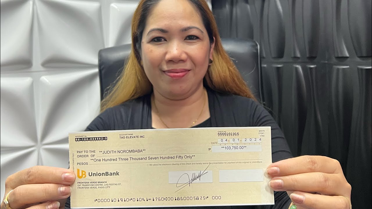Judith Norombaba 103,750 cheque. Ofw Dubai UAE / Tao elevate - YouTube