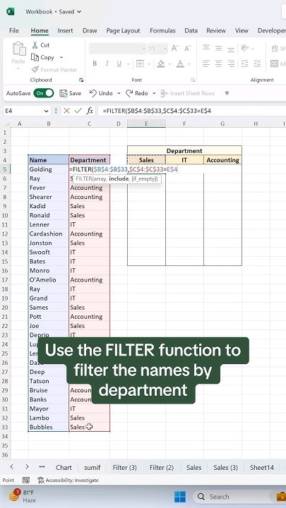 Reorganize Your Data using this FILTER function. 🤯 #excel #exceltips #tutorial - YouTube