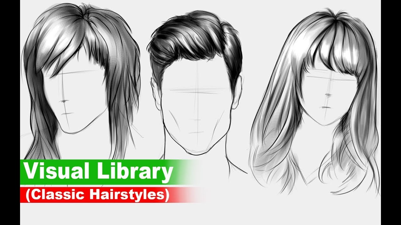Visual Library Series (Drawing different Hairstyles) - YouTube