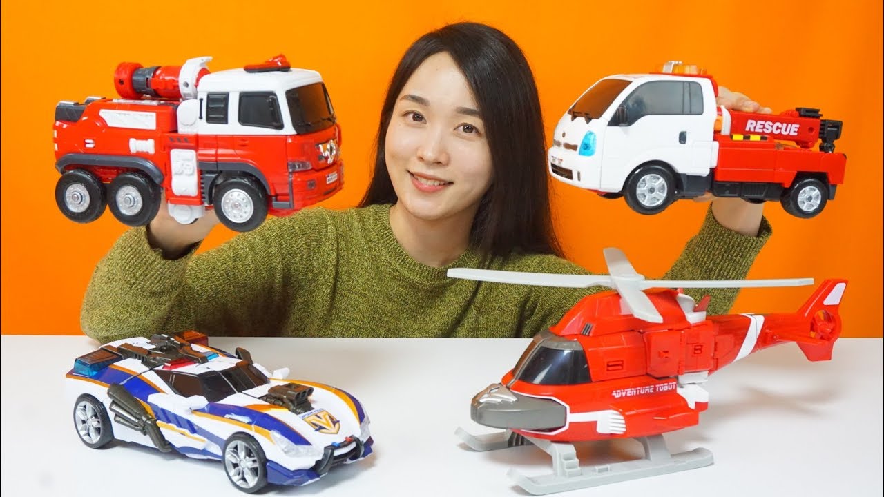 또봇 V 장난감 레스큐 알 제로 와이 소방차 견인차 캡틴폴리스 경찰차 자동차 로봇 변신 영상 Youtube