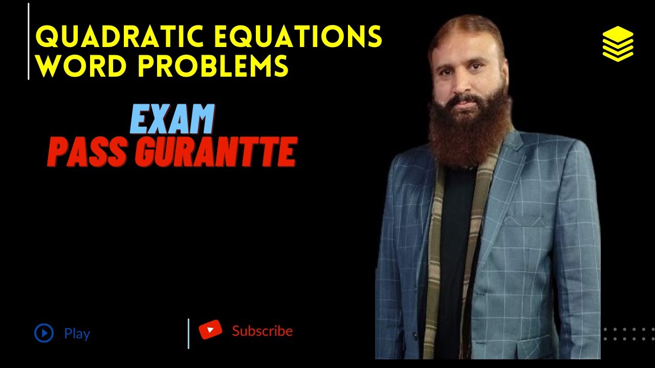 Solving Quadratic Equations Word Problem | Quadratic Equations - YouTube