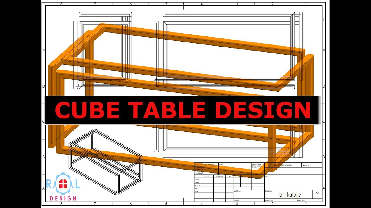 SOLIDWORKS CUBE TABLE DESIGN TUTORIAL - YouTube