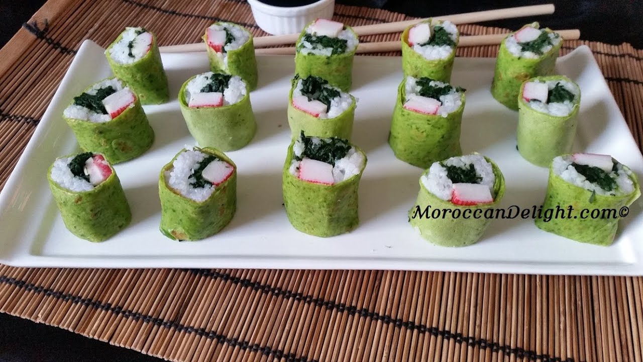 Sushi made from crepes - طريقة عمل سوشي بالكريب - مملحات - Sushi aux ...