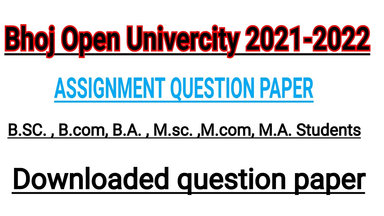 how to download Bhoj Open University assignment paper | B.A. ,B.sc, B ...