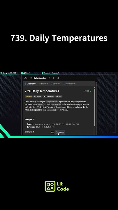 Leetcode 739. Daily Temperatures #shorts #python #coding #leetcode - YouTube