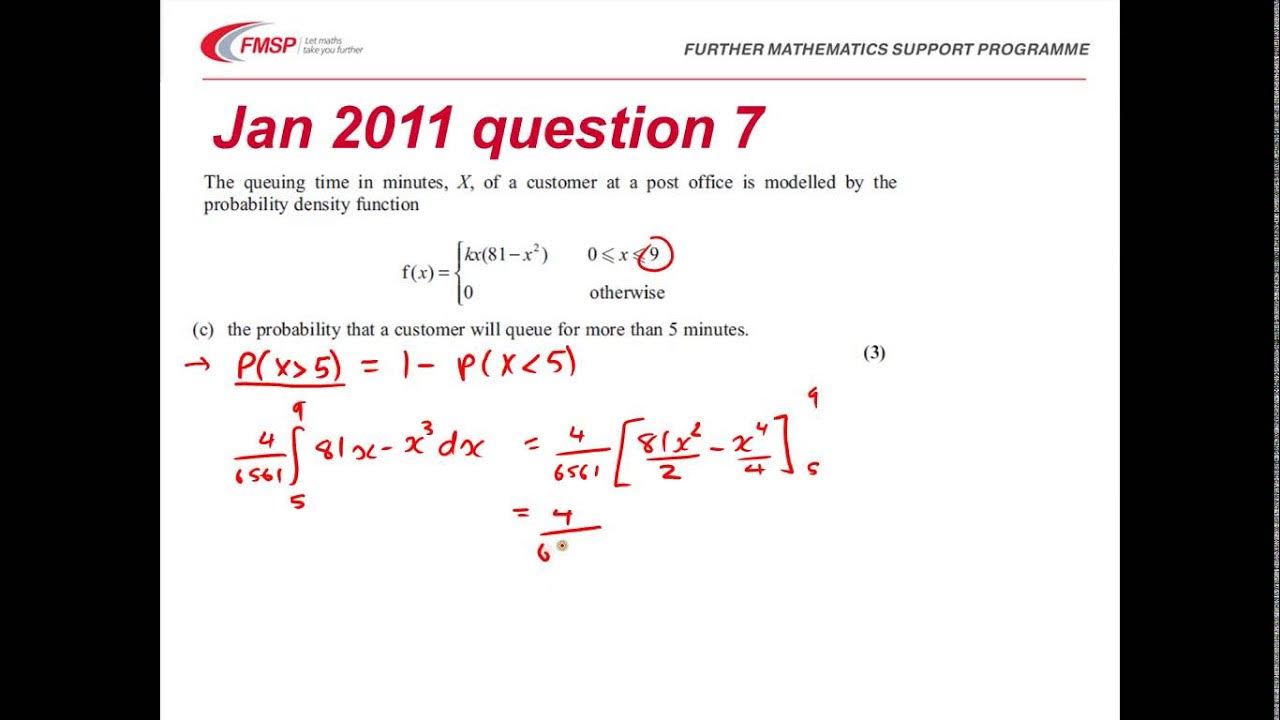 FMSP Revision: Edexcel S2 January 2011 qn7 - Continuous Random Variables - YouTube