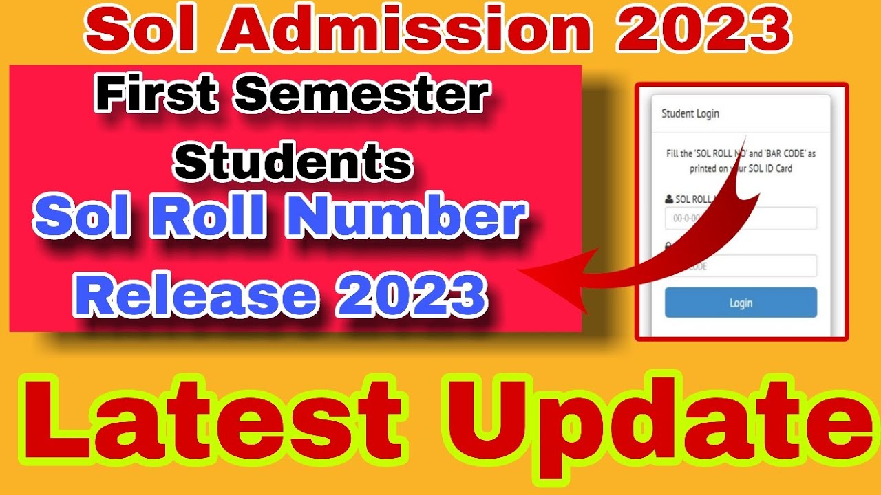 Du Sol First Semester Students Sol Roll Number Release 2023 || Sol ...