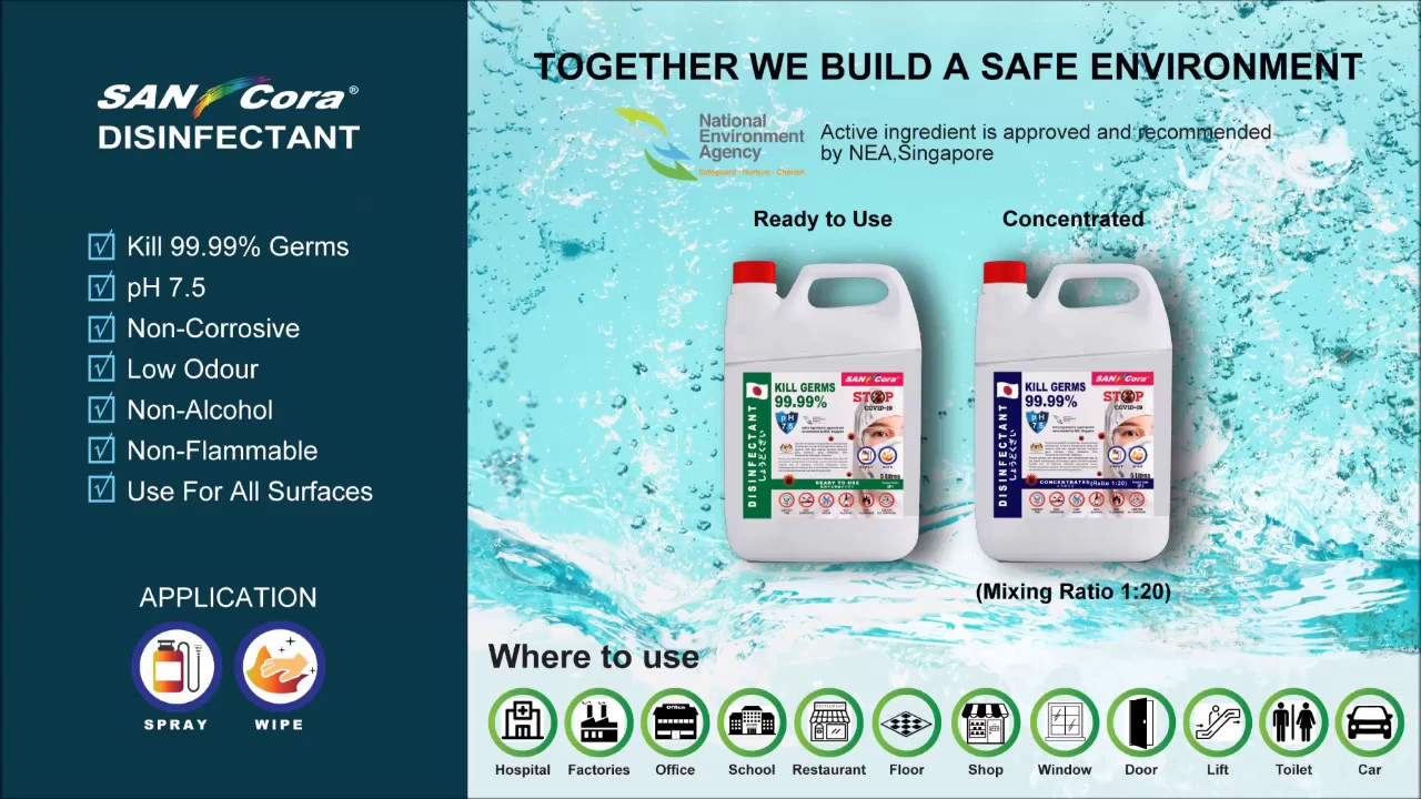 SANCora Disinfectant, Together We Build A Safe Environment! - YouTube