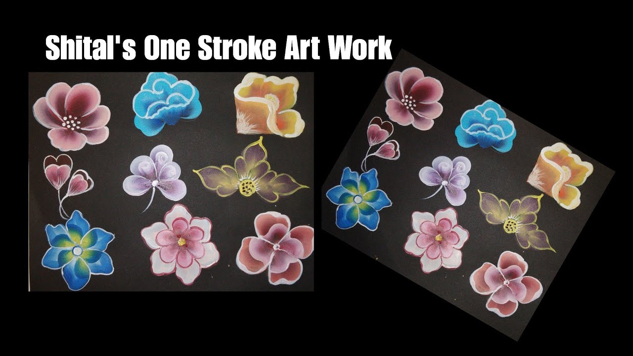 Top 9 flowers for beginners in One Stroke Painting| Simple flower by ...