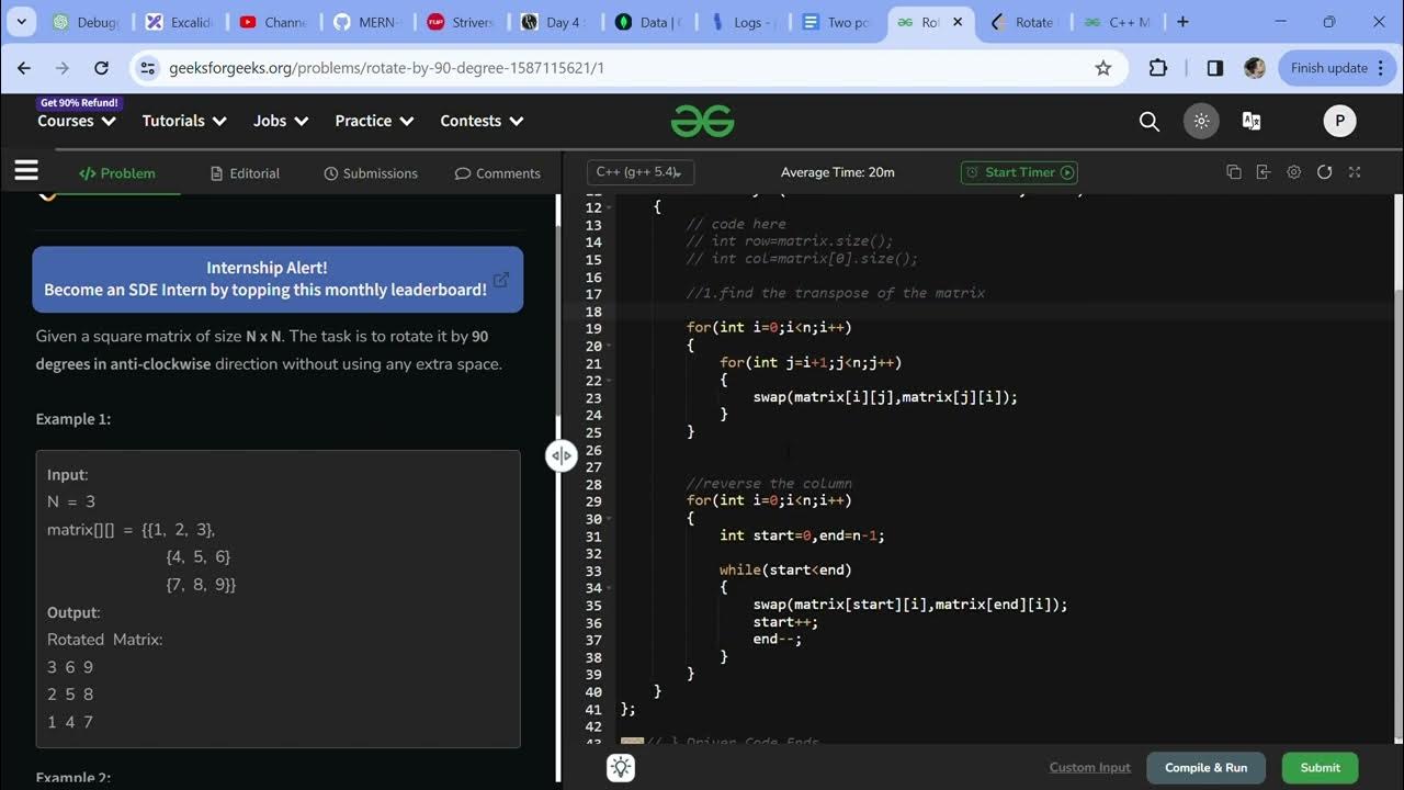 Rotate by 90 degree Practice GeeksforGeeks Google Chrome 2024 02 19 01 ...