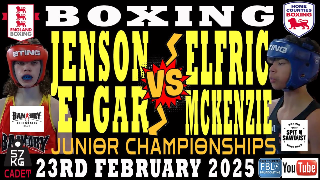 Boxer Jenson Elgar vs Boxer Elfric McKenzie Home Counties Boxing Junior ...