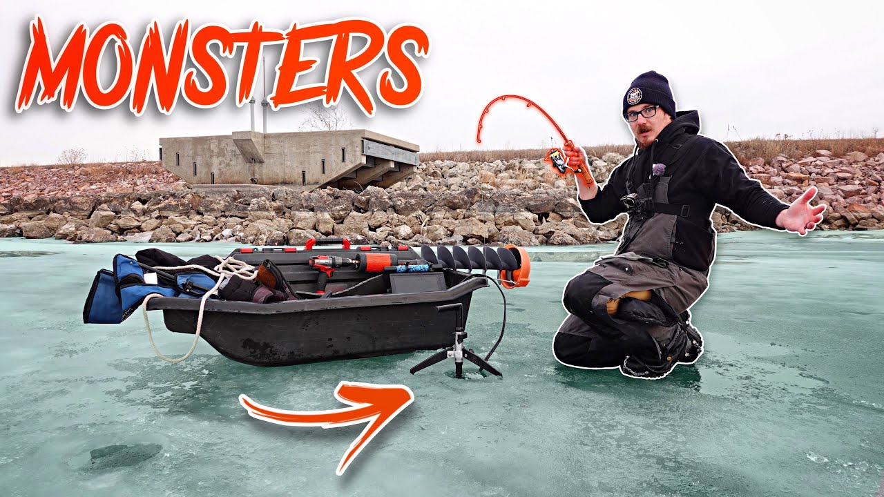 Ice Fishing A MASSIVE DAM For MEGA MONSTERS!!! (They Were All BIG ...