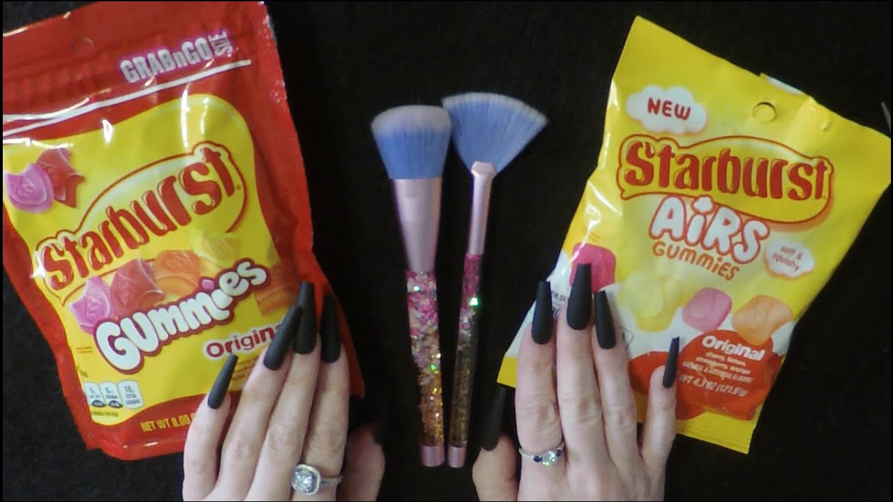 ASMR Eating Starburst Gummies & Gummy Airs Candies | Whispered Review ...