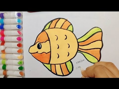 How to draw and colour cute fish 🐠 ||Drawing of Cute fish || Easy ...